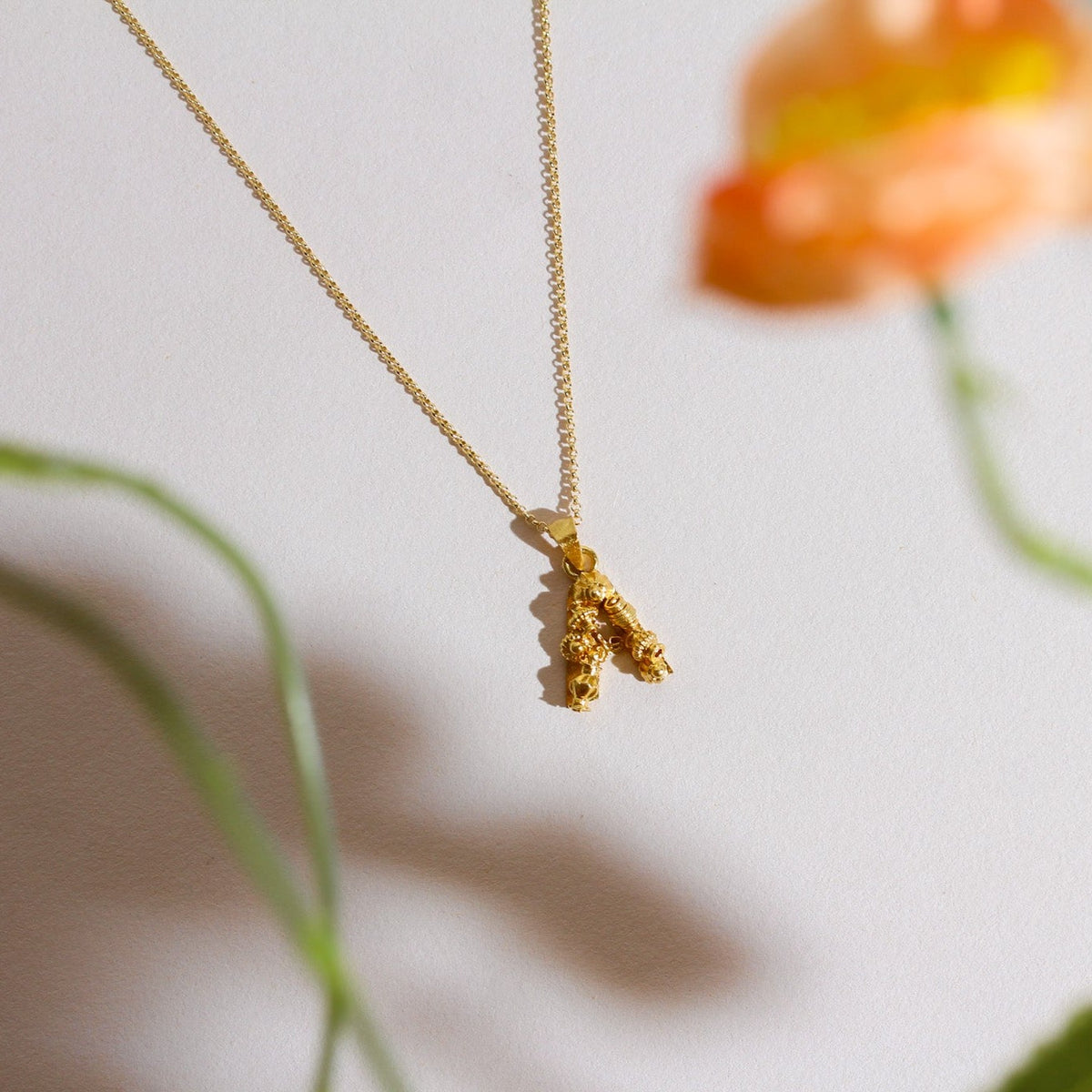 Initial Letter Tambourine Gold Charm Necklace – AMAMI Filipino Jewelry