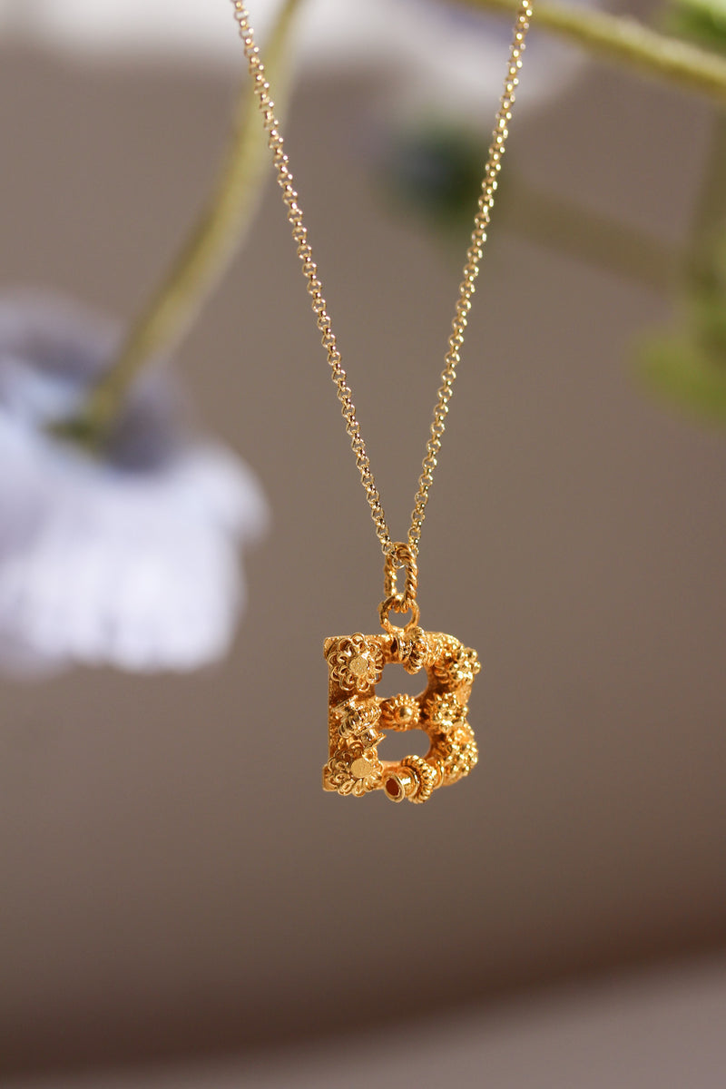 Initial Letter Tambourine Gold Charm Necklace – AMAMI Filipino Jewelry